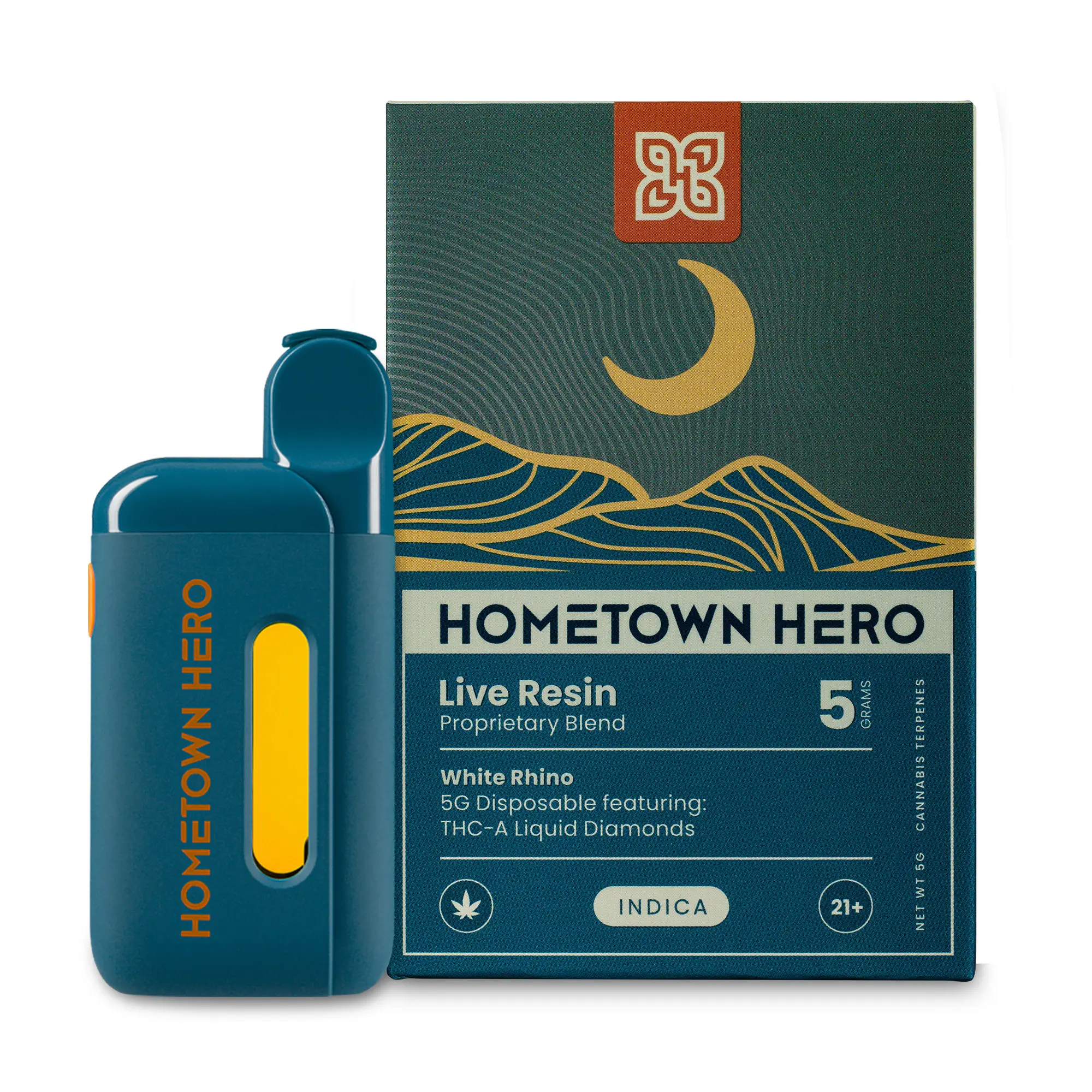 White Rhino - 5g THC-A Liquid Diamond Live Resin Disposable | Hometown Hero